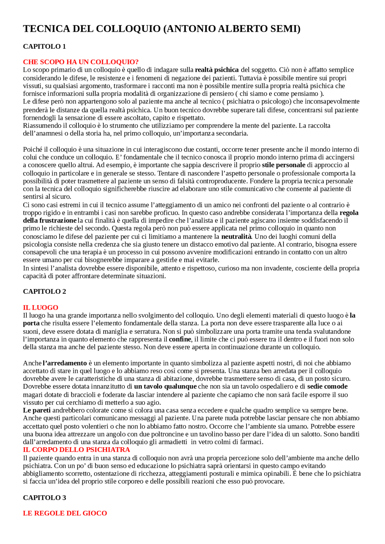 TECNICA DEL COLLOQUIO ( ANTONIO ALBERTO SEMI) - Docsity