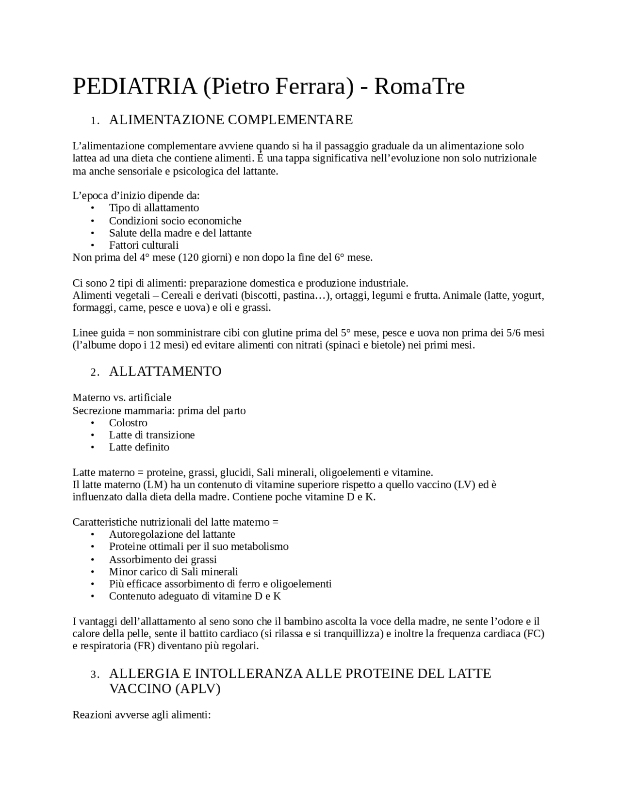 Appunti Esame Di Pediatria Appunti Di Pediatria Docsity