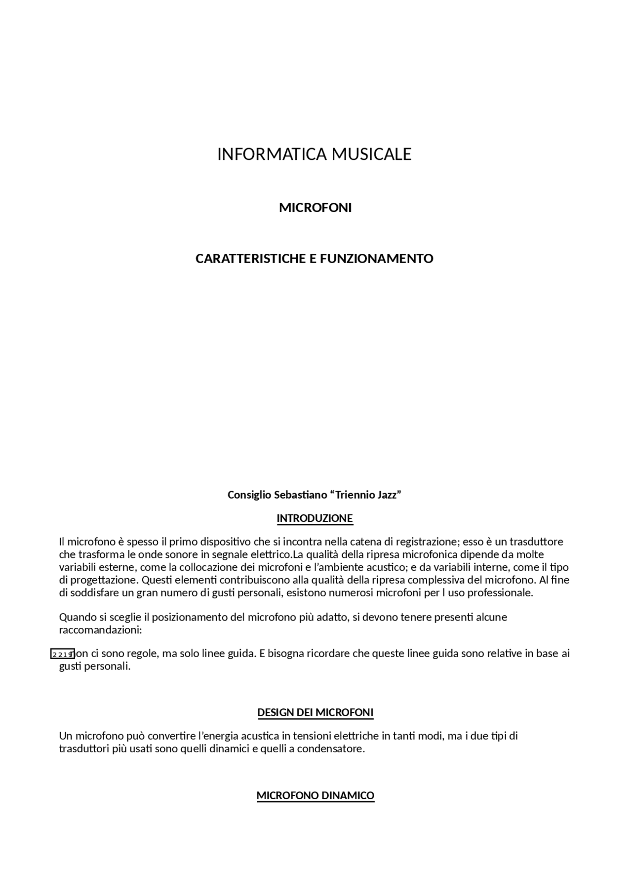 Tesina INFORMATICA MUSICALE | Dispense di Elementi di Informatica | Docsity