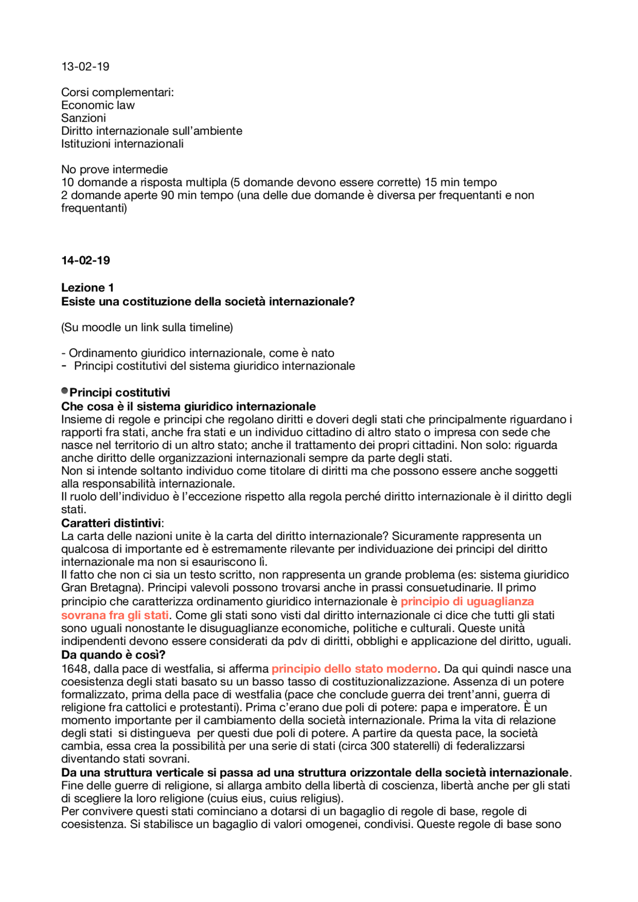 Diritto Internazionale Docsity
