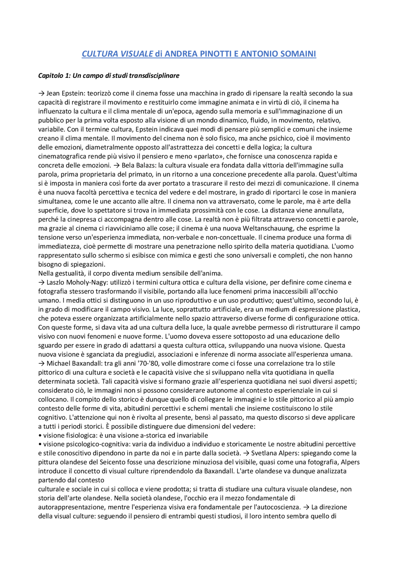 Riassunti Di Cultura Visuale Docsity