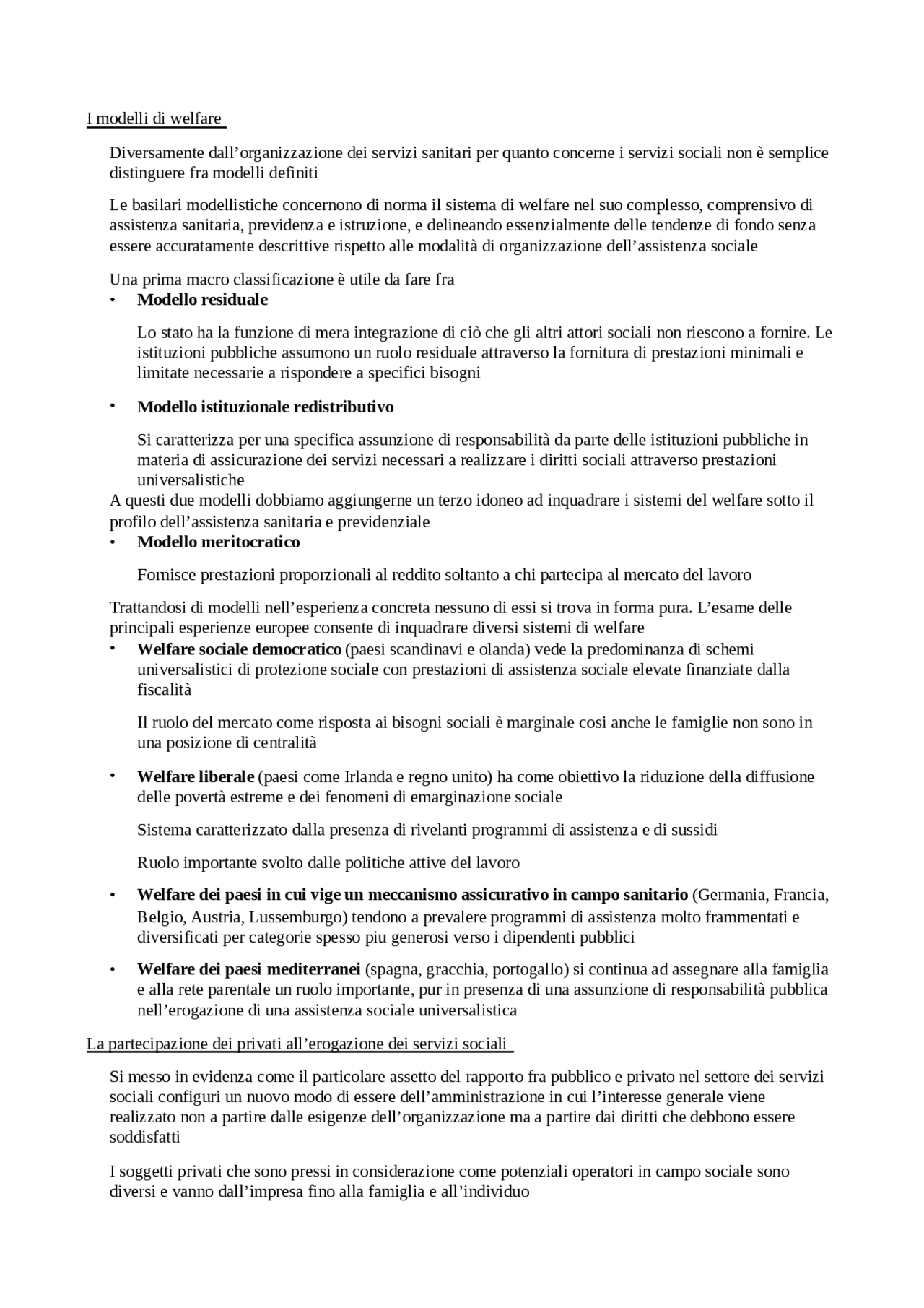 I Modelli Di Welfare Docsity