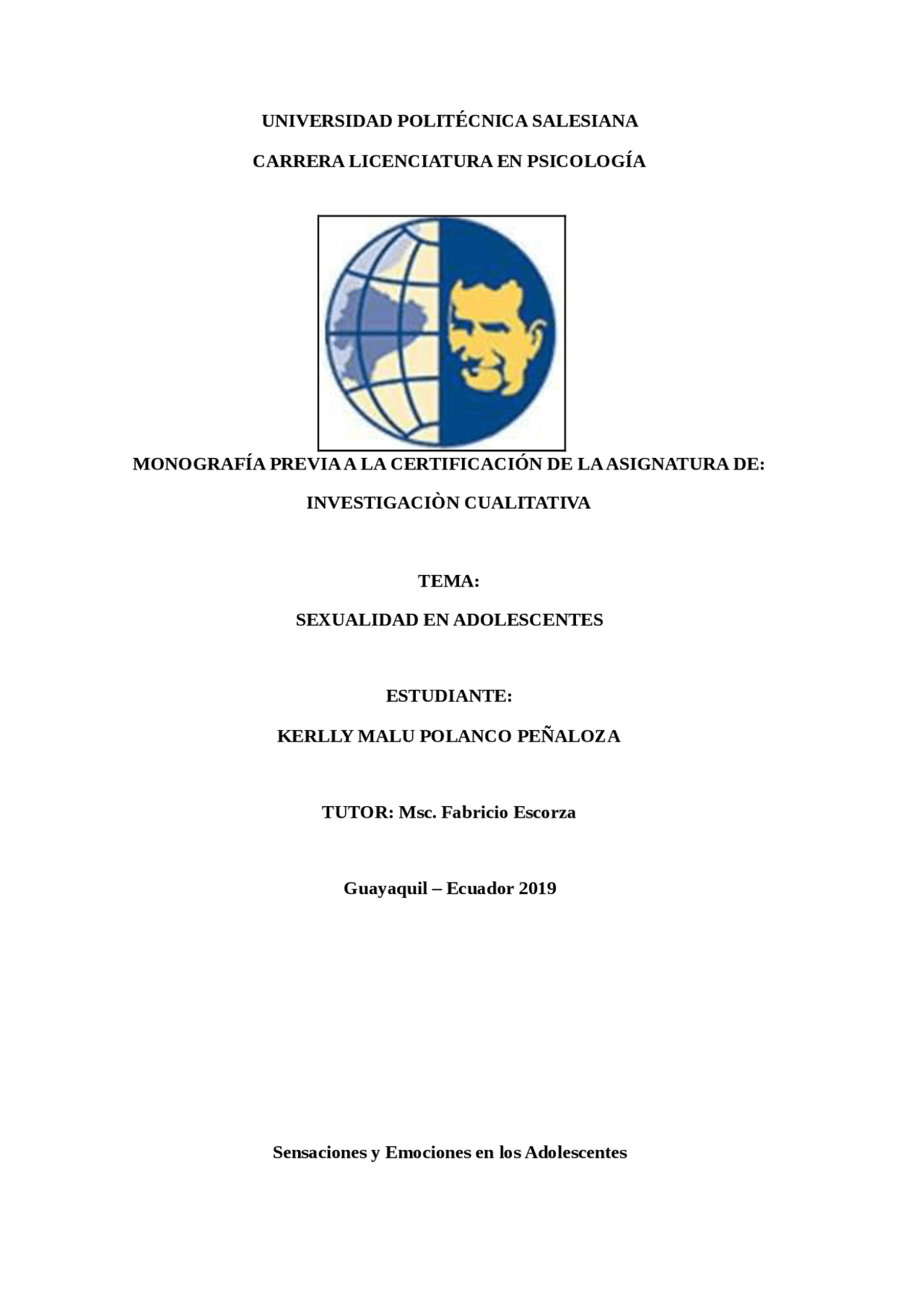 Sexualidad En Adolescentes Docsity