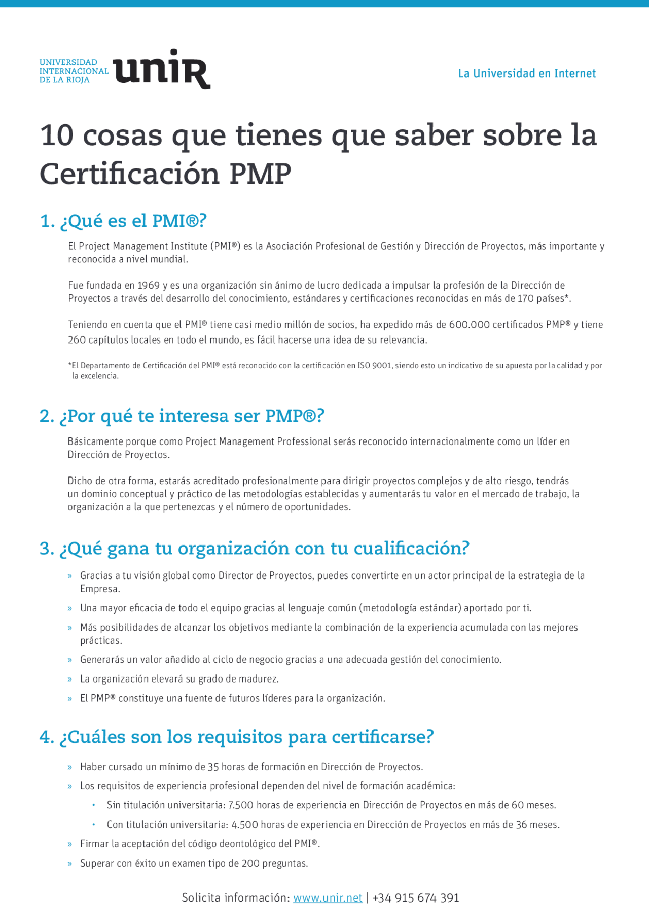 Las 10 cosas que tienes que saber sobre PMP - Docsity