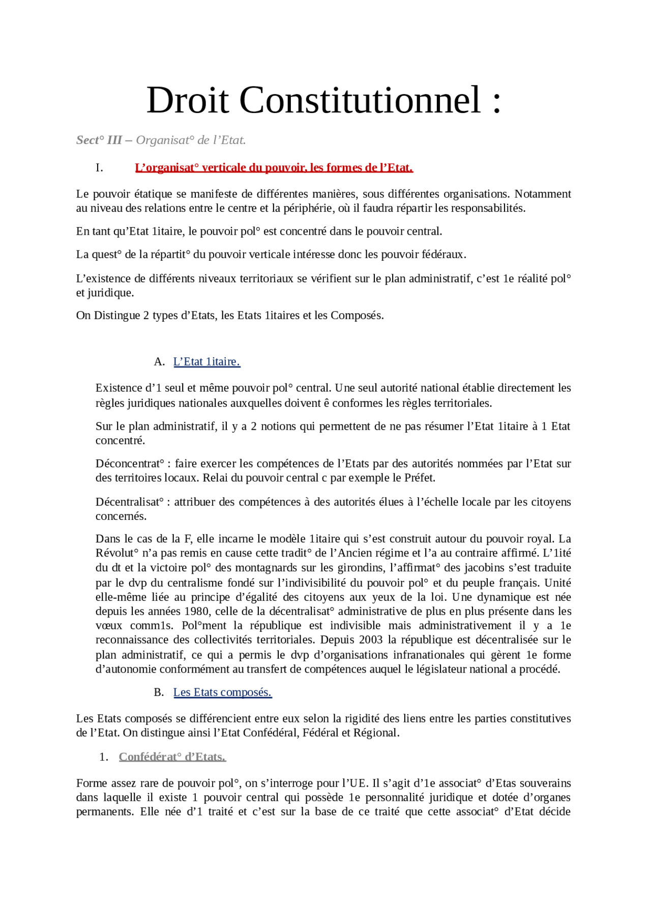 Notes De Droit Constitutionnel Docsity
