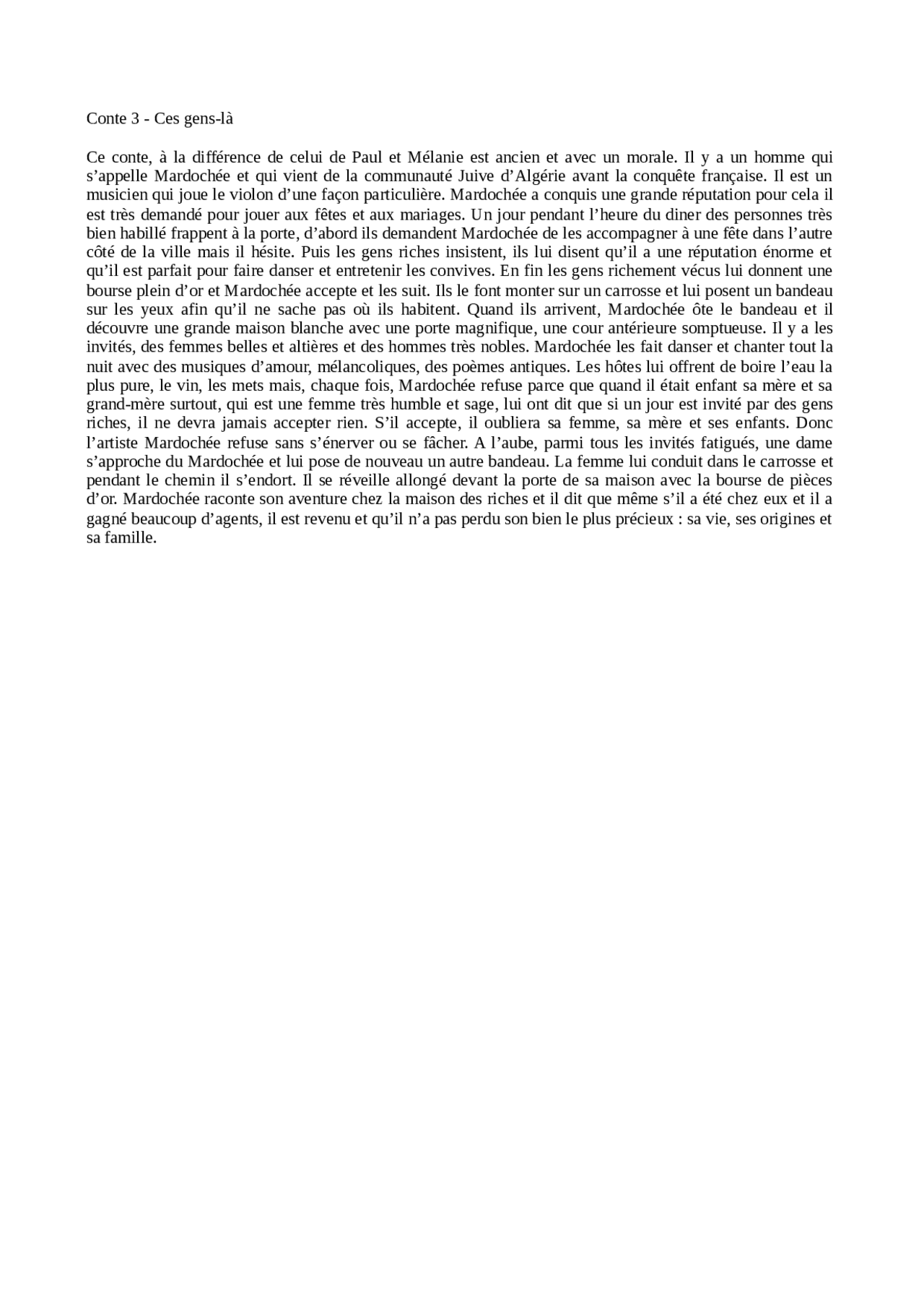 Résumé Conte N 3 Francese Notes De Langue Française Docsity