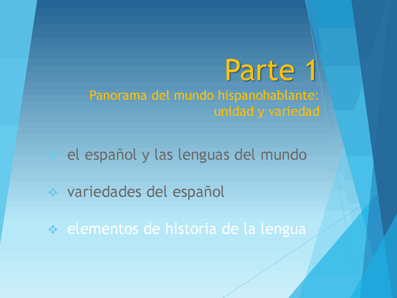 Panorama del mundo hispanohablante: unidad y variedad - Docsity