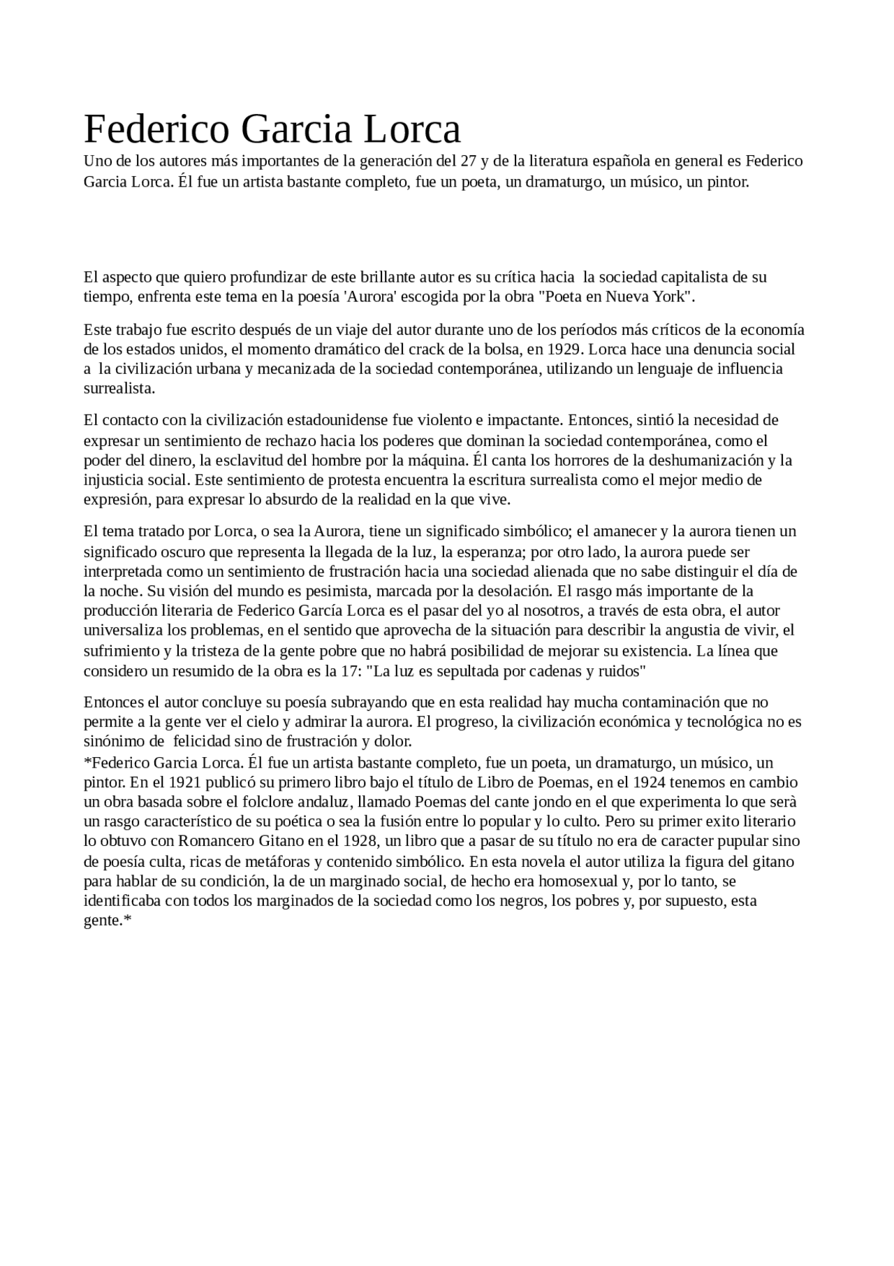 Federico García Lorca Docsity