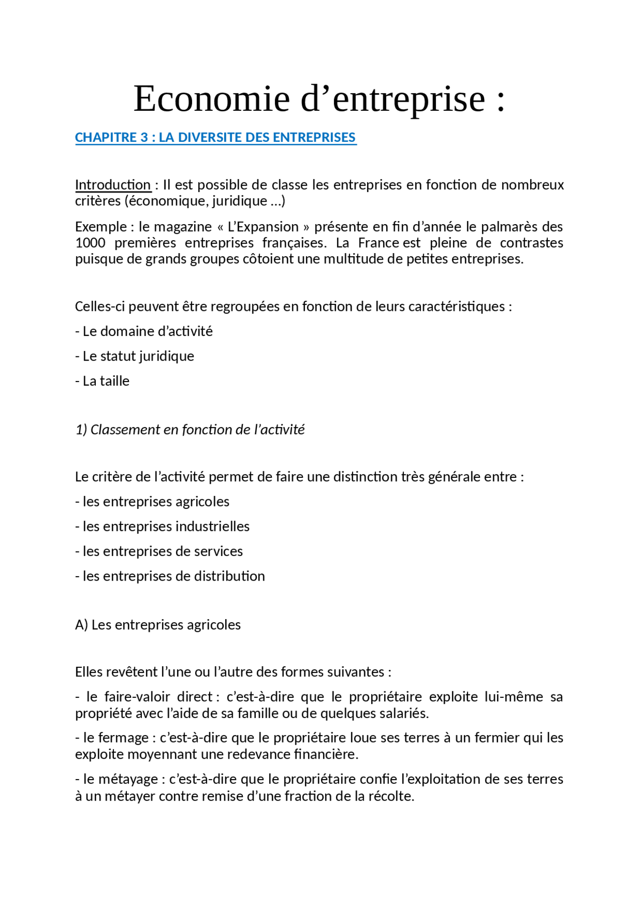 Cours d'économie L2 Notes de cours - Docsity