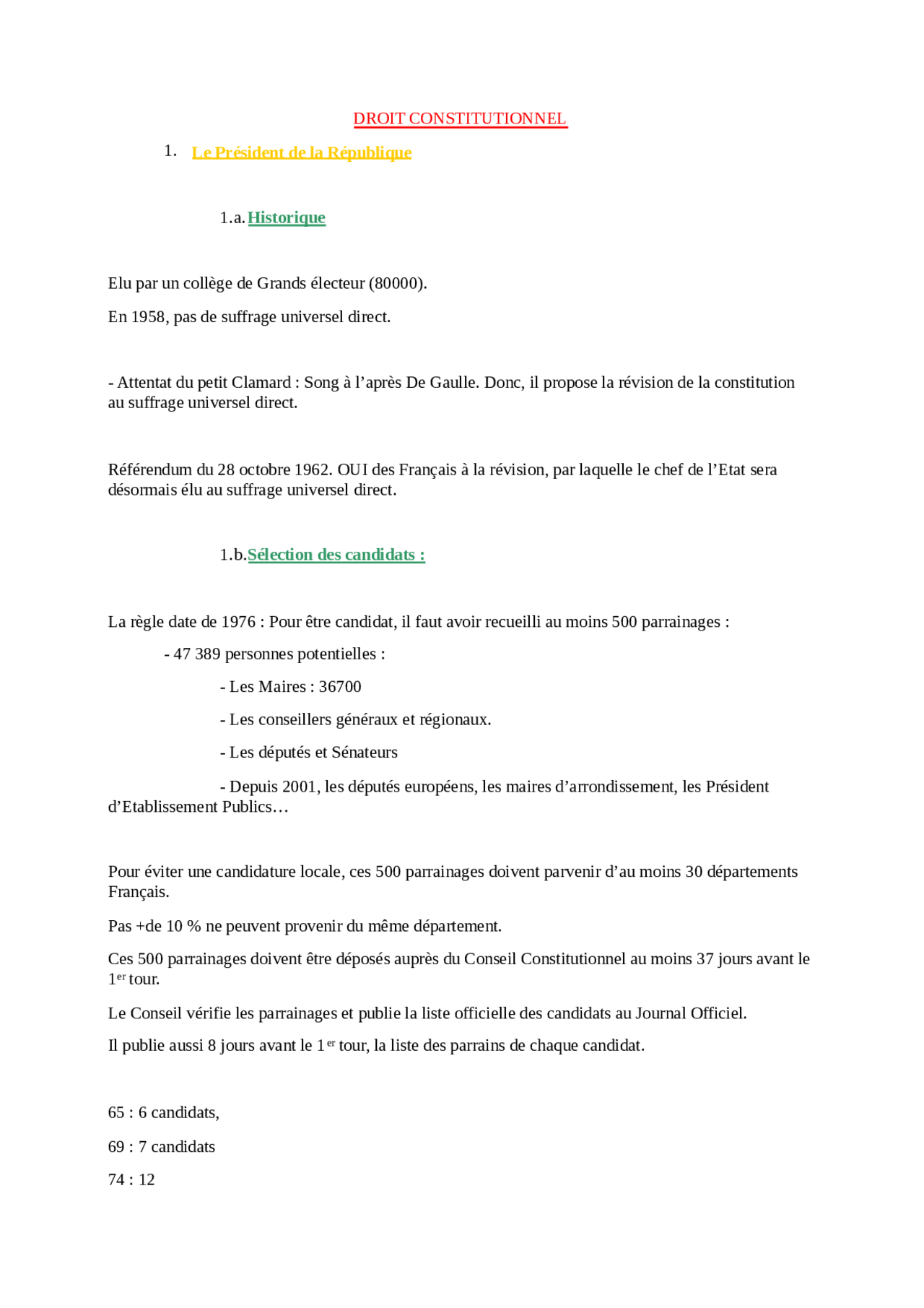 Notes De Droit Constitutionnel Docsity