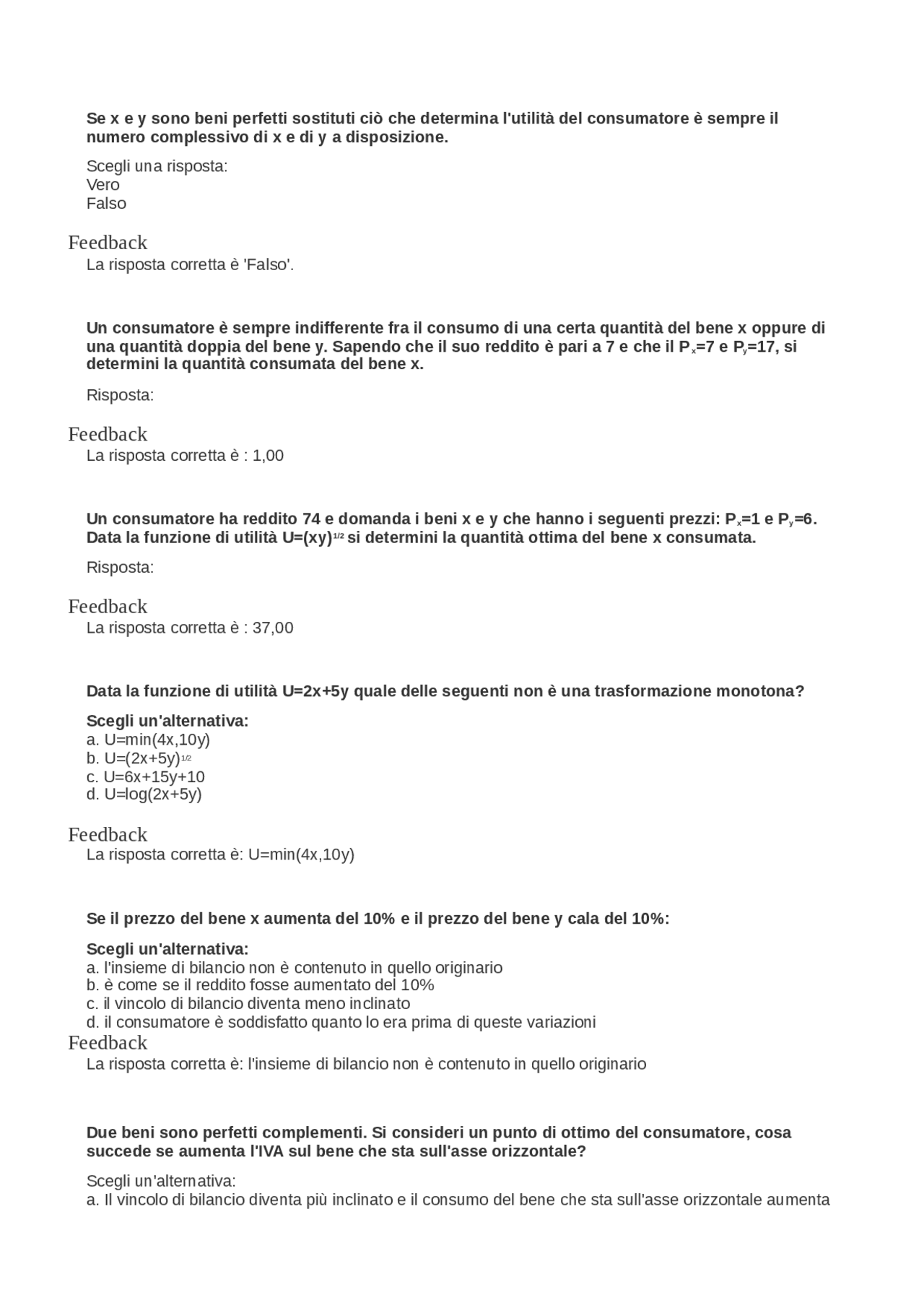 Domande Test Microeconomia Esercizi Di Microeconomia Docsity