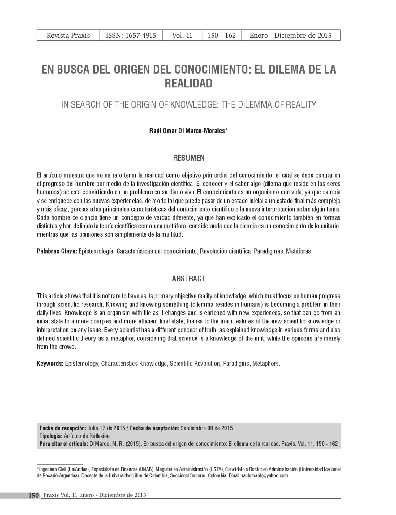 En busca del origen del conocimiento - Docsity