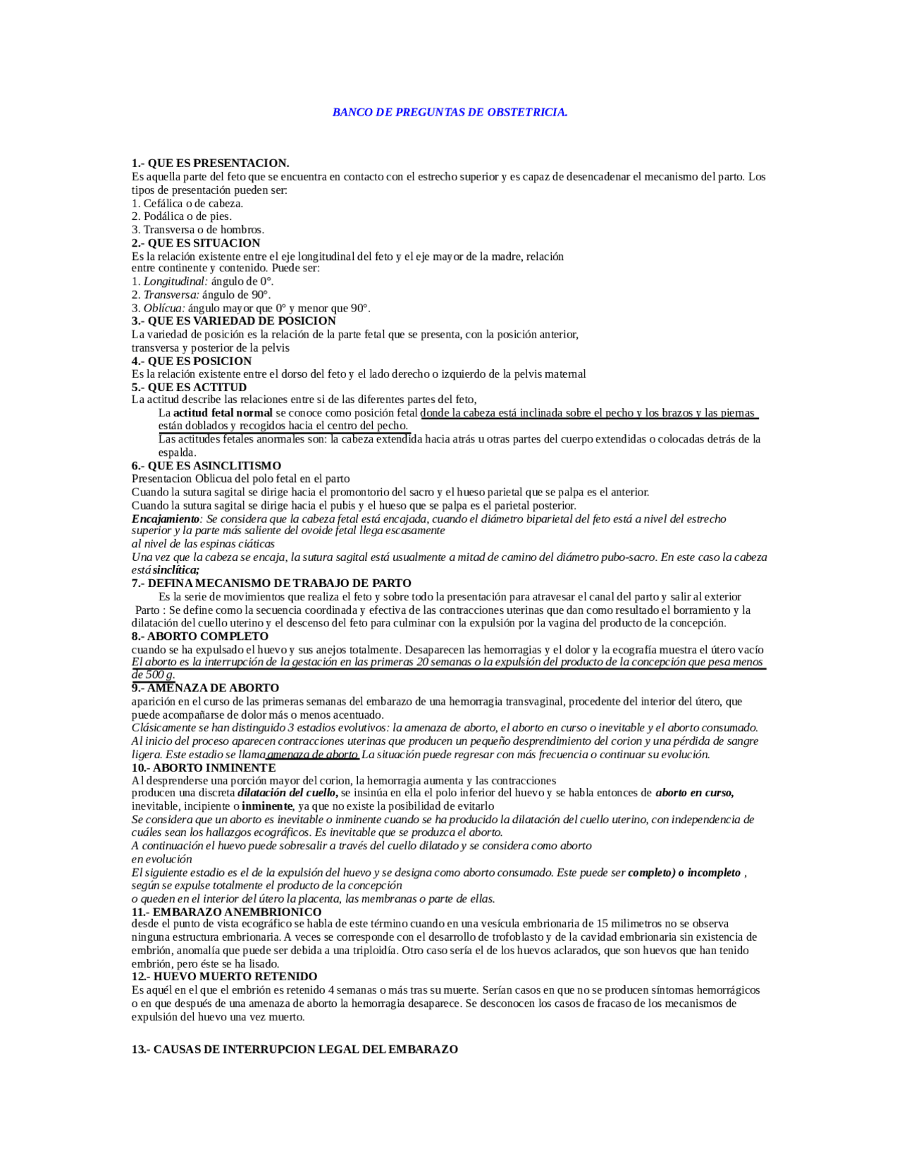 Manual Basico De Obstetricia Docsity