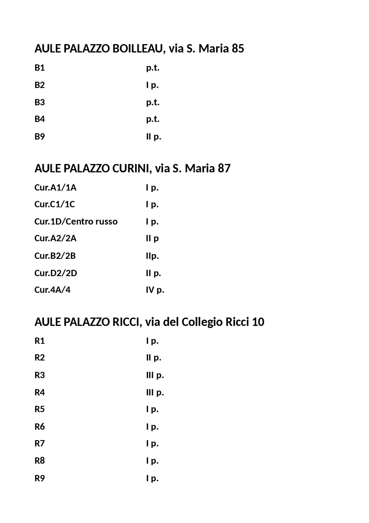 File legenda aule unipi - Docsity