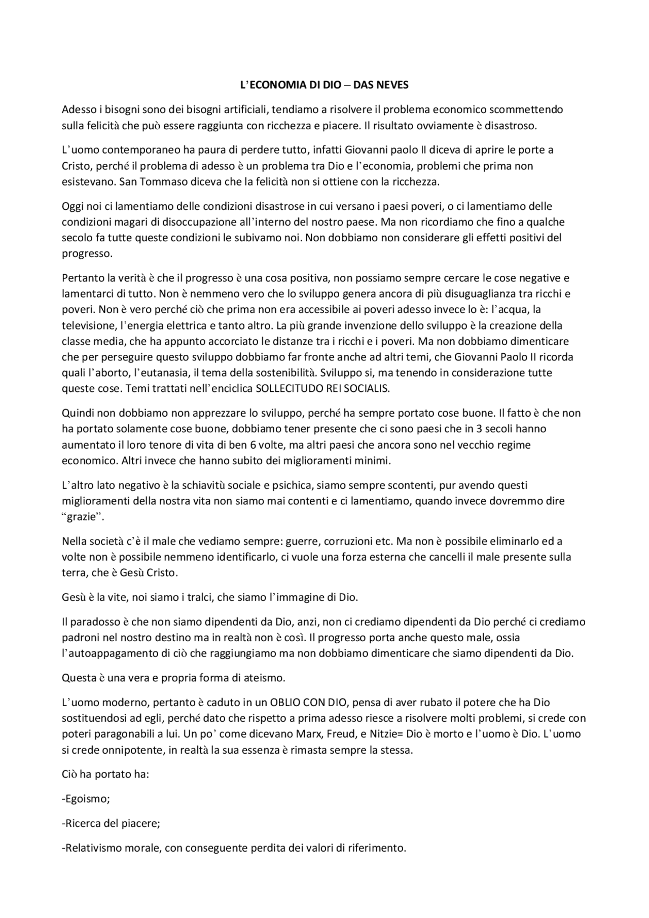 Leconomia Di Dio Joao Cesar Das Neves Docsity