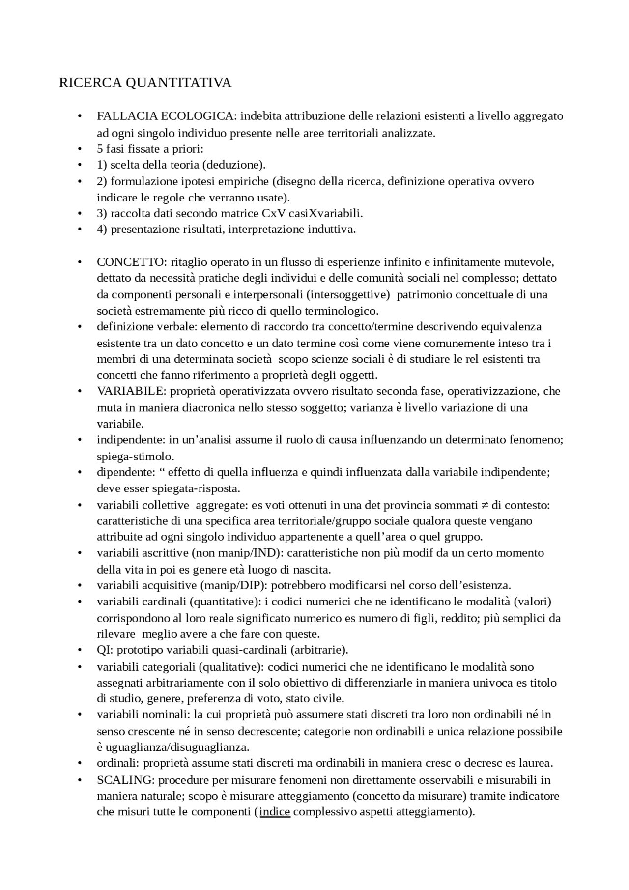 Ricerca Quantitativa 3 4 Docsity