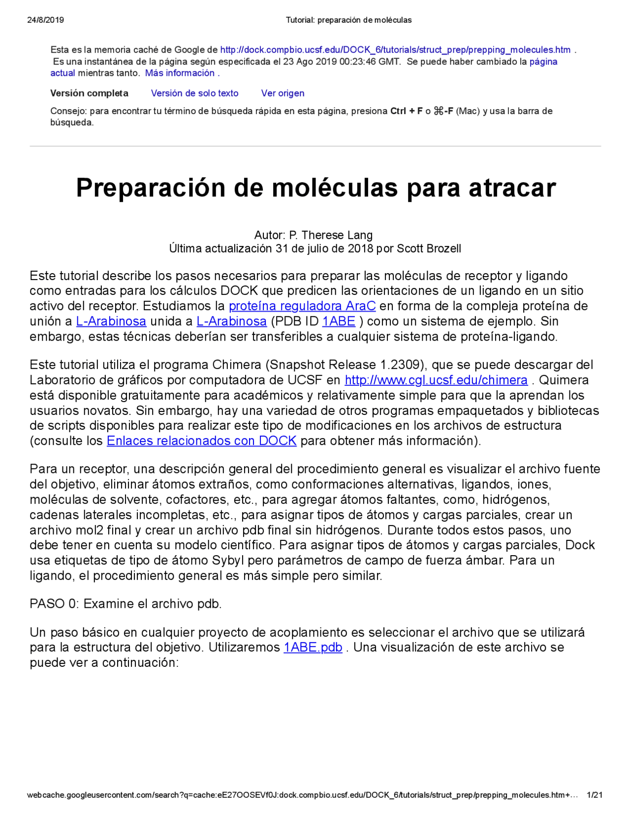 Tutorial De Docking Molecular Docsity