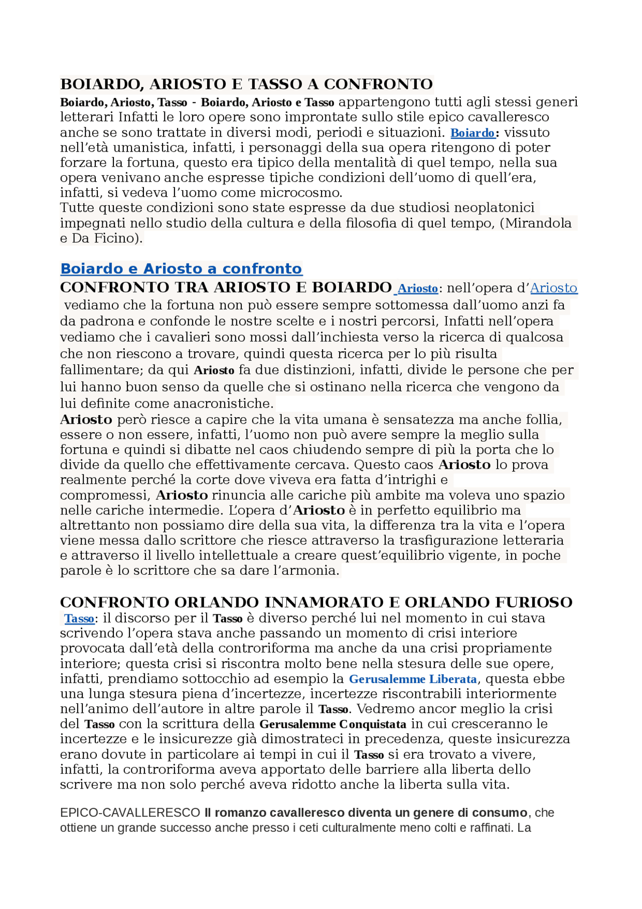 Differenza Ariostotasso Docsity
