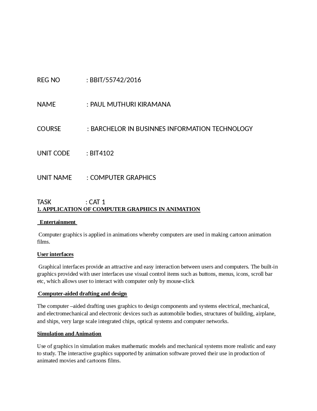 Computer Graphics Assignment Docsity