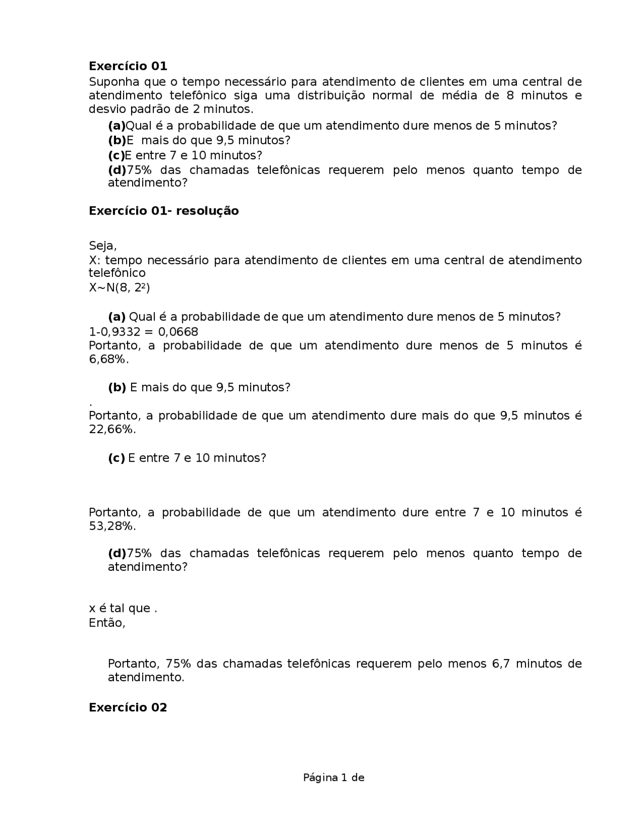 Exemplos De Desvio Padrão Docsity