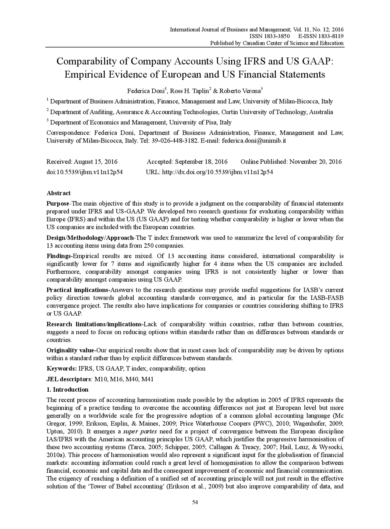 Comparability of Company Accounts Using IFRS and US GAAP - Docsity