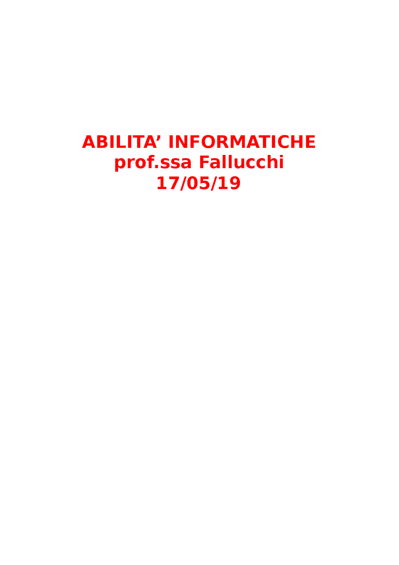 Abilità Informatiche Riassunto Prof Fallucchi Docsity
