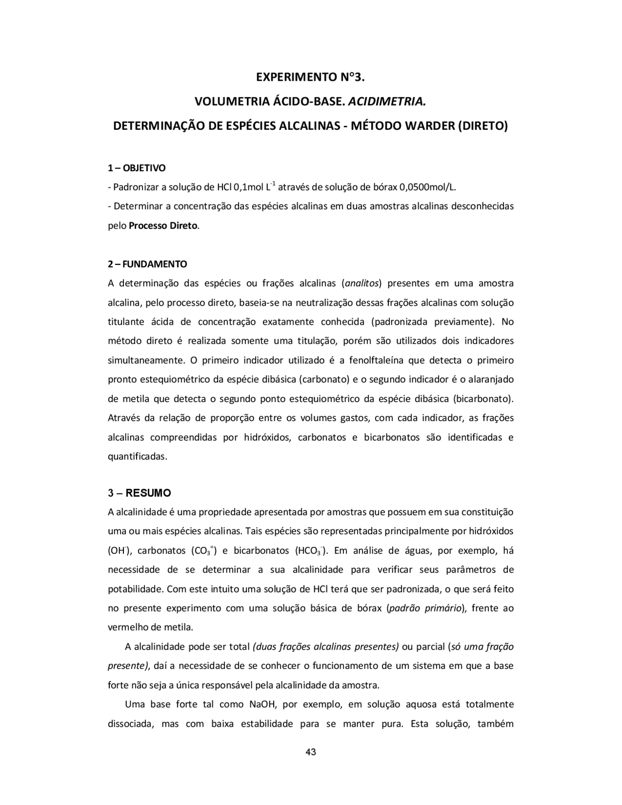 Pratica De Quimica Analitica Docsity