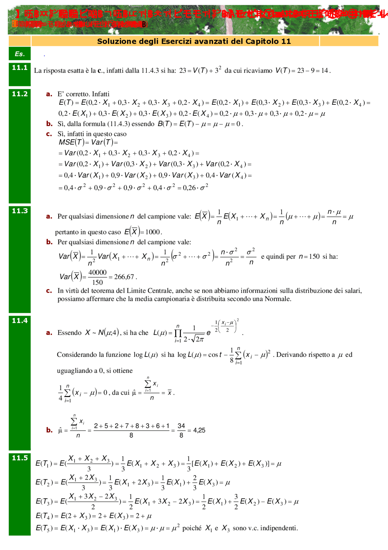 Capitolo11 Libro Di Statistica Esercizi Di Statistica Docsity