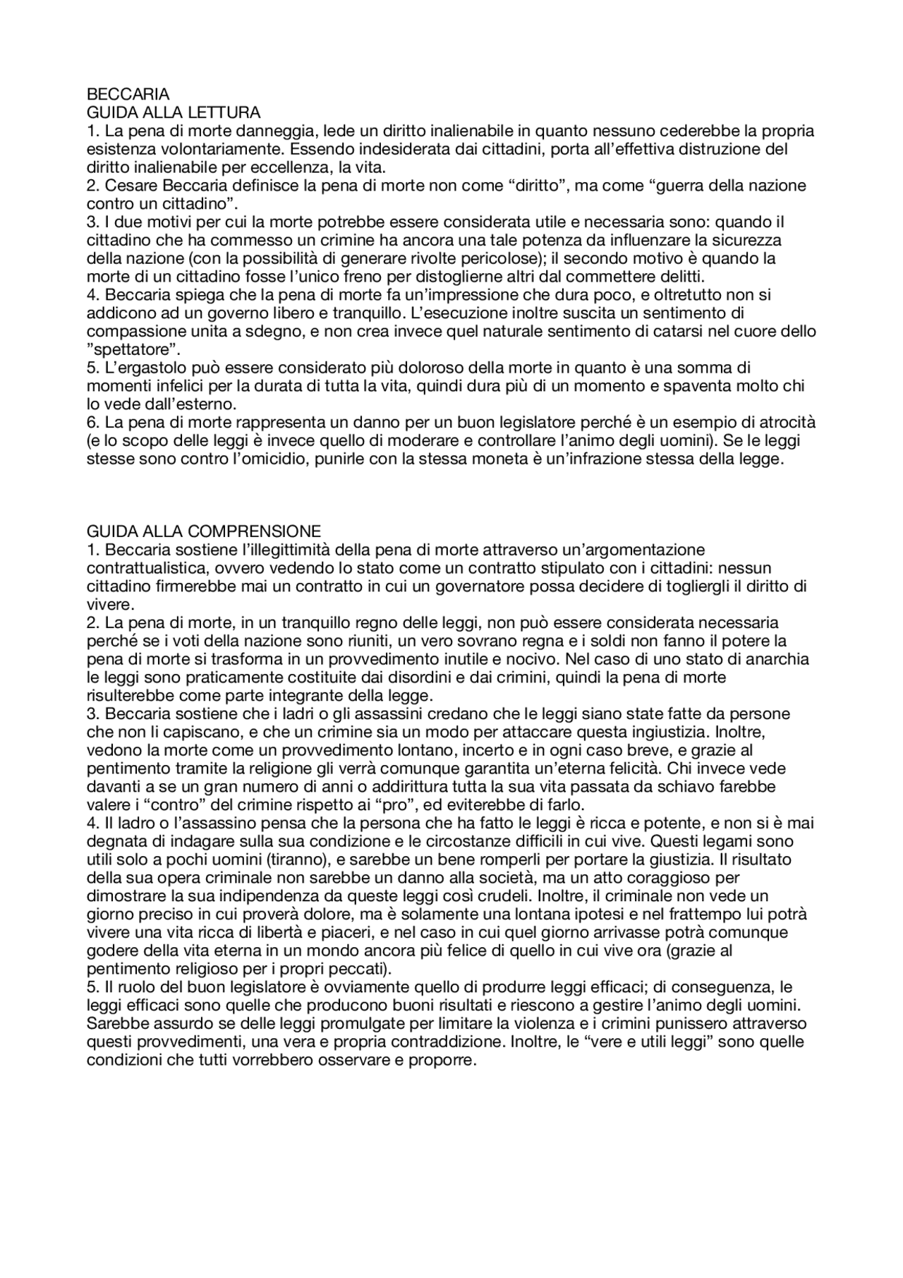 Cesare Beccaria Compito Esercizi Di Filosofia Docsity