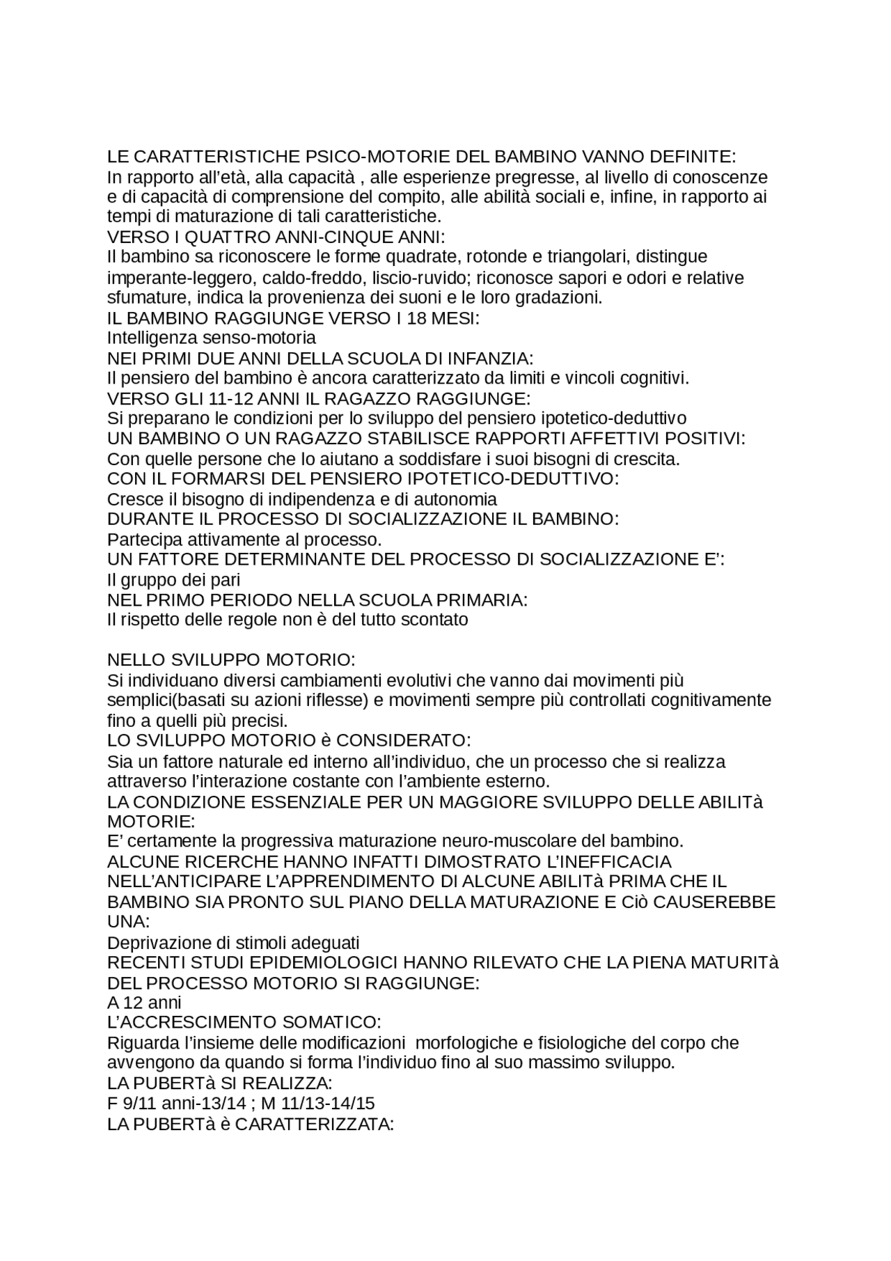 Attività Motorie Delletà Evolutiva Docsity