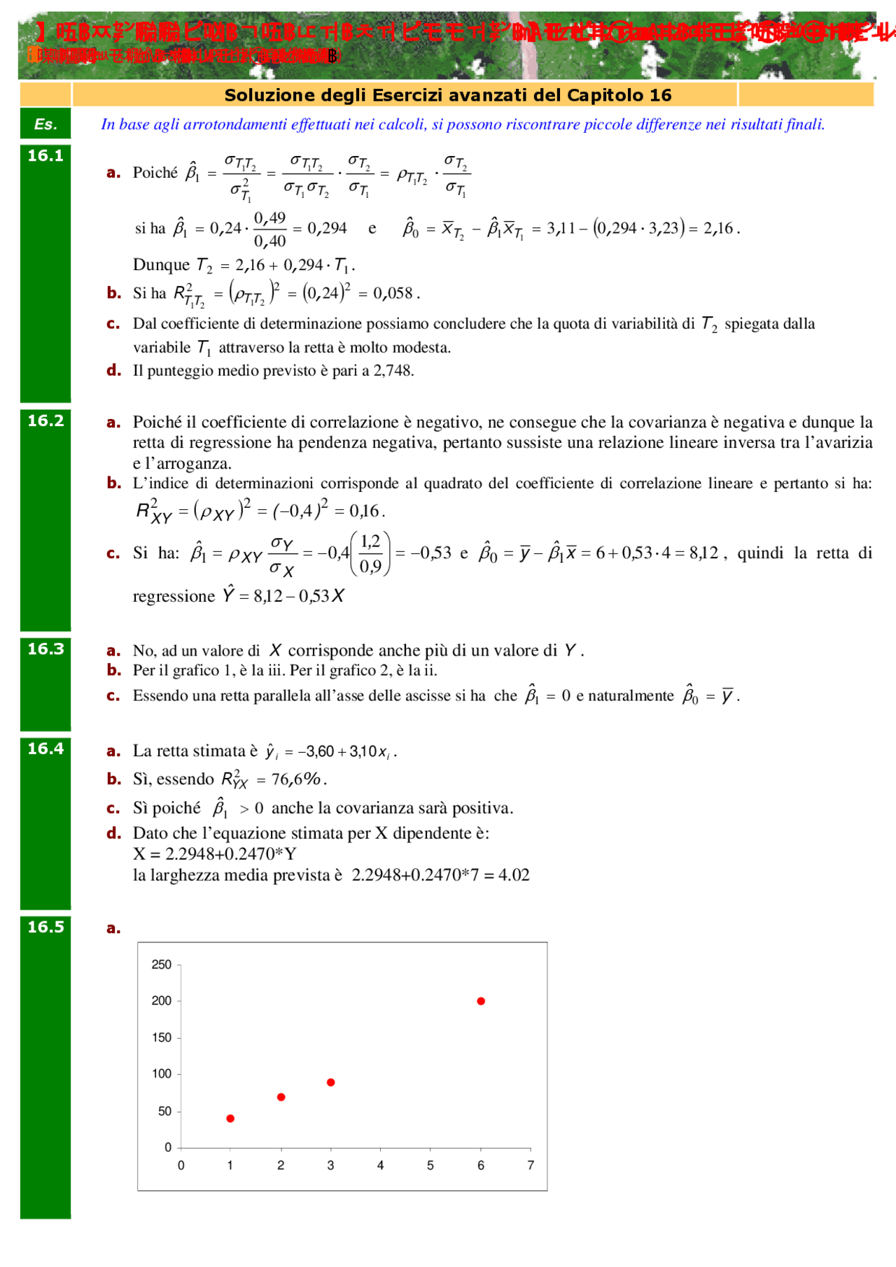 Capitolo 16 Libro Di Statistica Soluzioni Esercizi Docsity