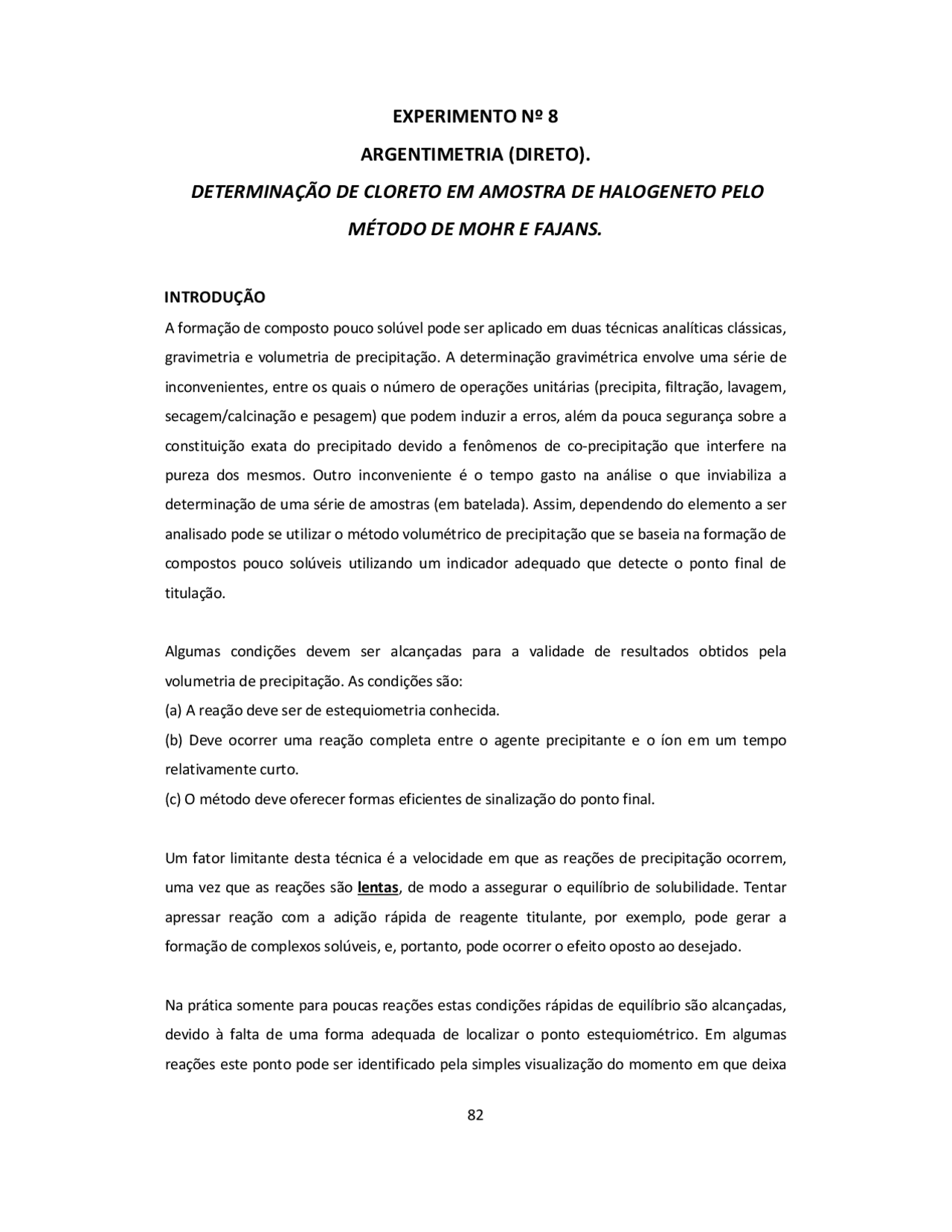 Pratica De Quimica Analitica Docsity