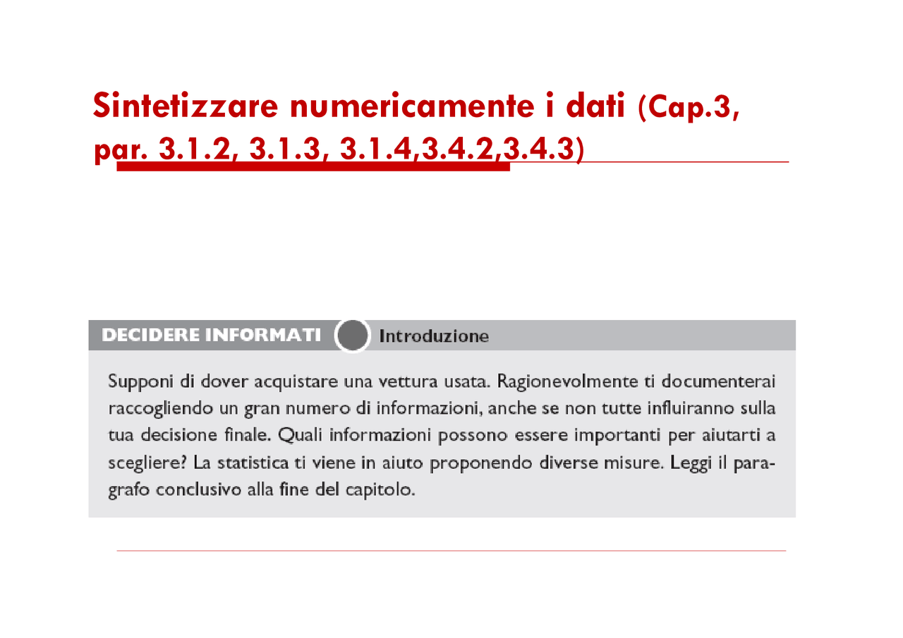 Slide Del Corso Di Statistica Slide Di Statistica Docsity