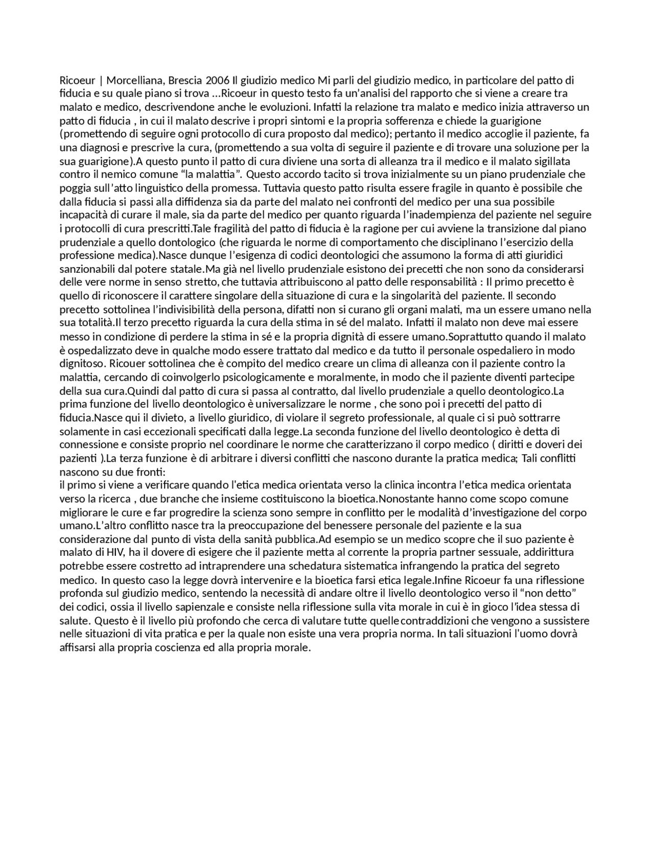 Il Giudizio Medico Riassunto Libro Docsity