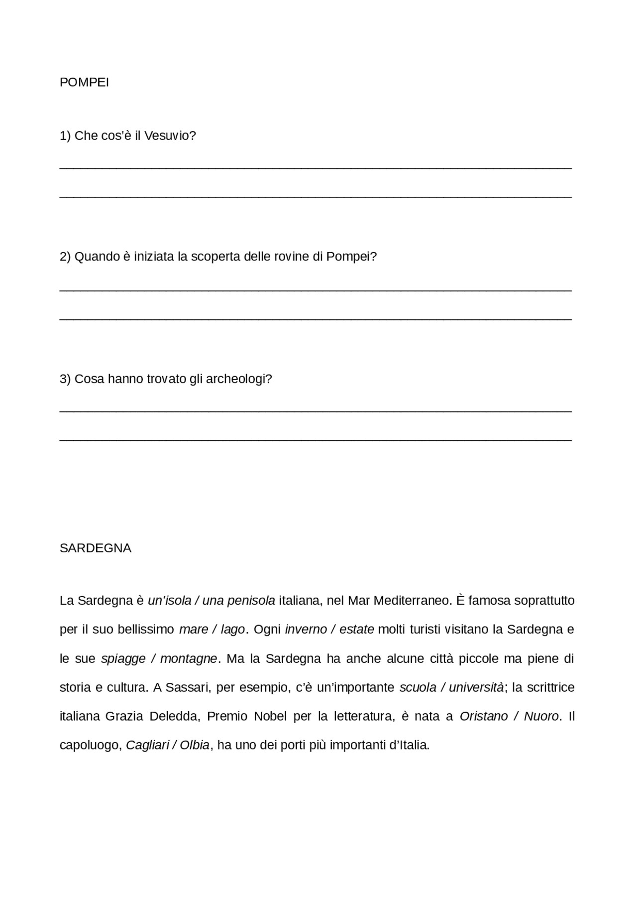 Pompei E Sardegna Storia Docsity