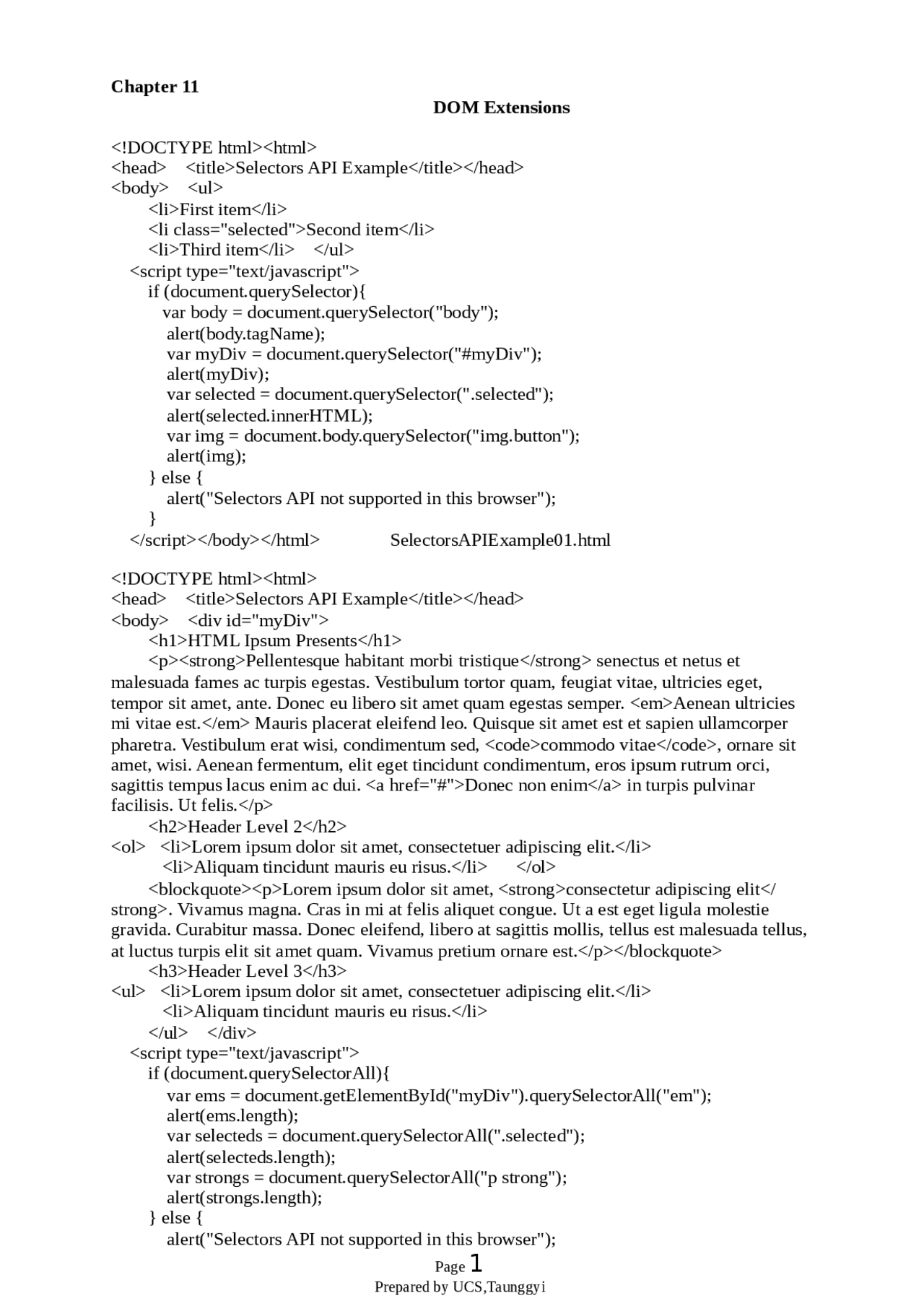 Exercises And Notesof Javascript Docsity