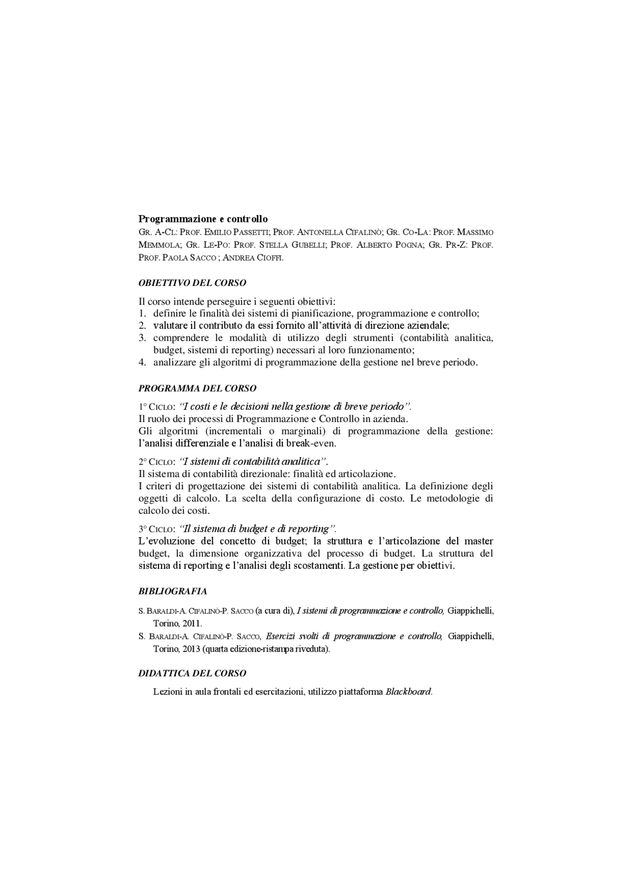 Programmazione E Controllo Guida Docsity