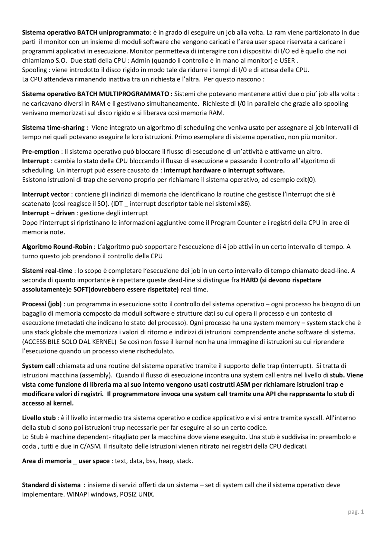 Riassunti Sistemi Operativi Appunti Di Sistemi Operativi Docsity