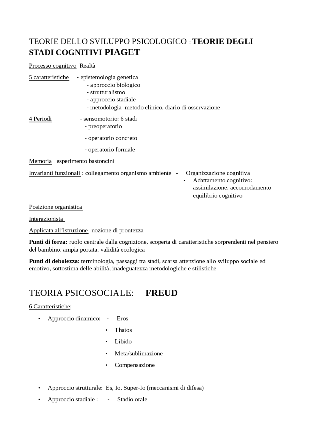 Schema Psicologia Dello Sviluppo Docsity