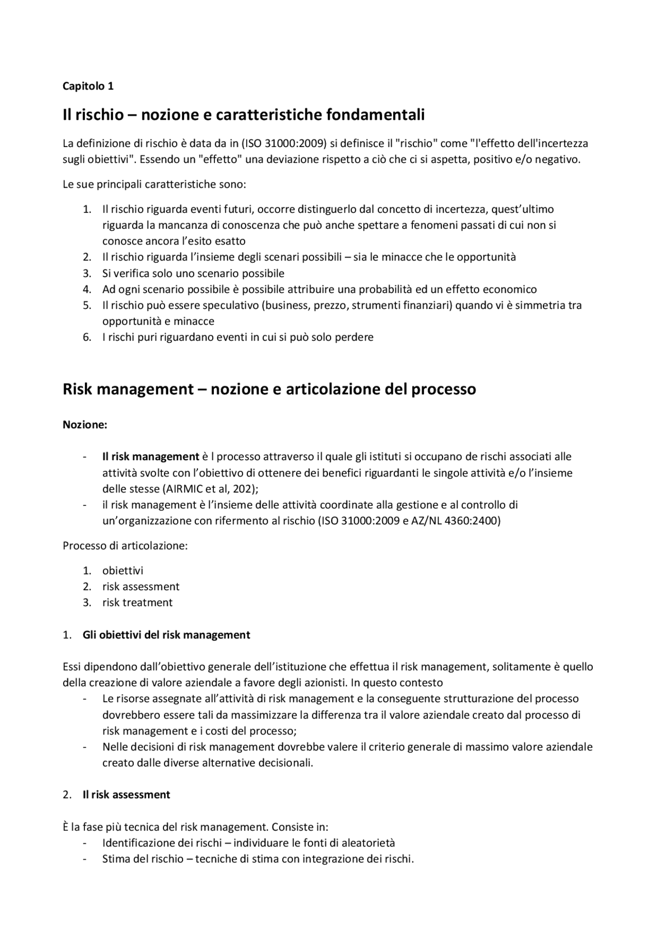 Introduzione al Risk Management - Risposte a tutte le domande teoriche | Dispense di Analisi del ...