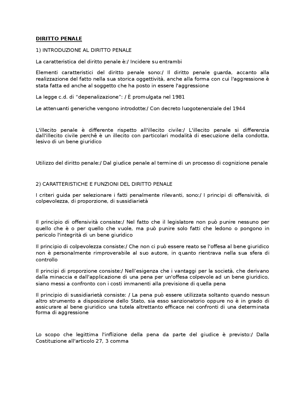 Domande Sui Temi Centrali Di Diritto Penale Con Risposte Unipegaso