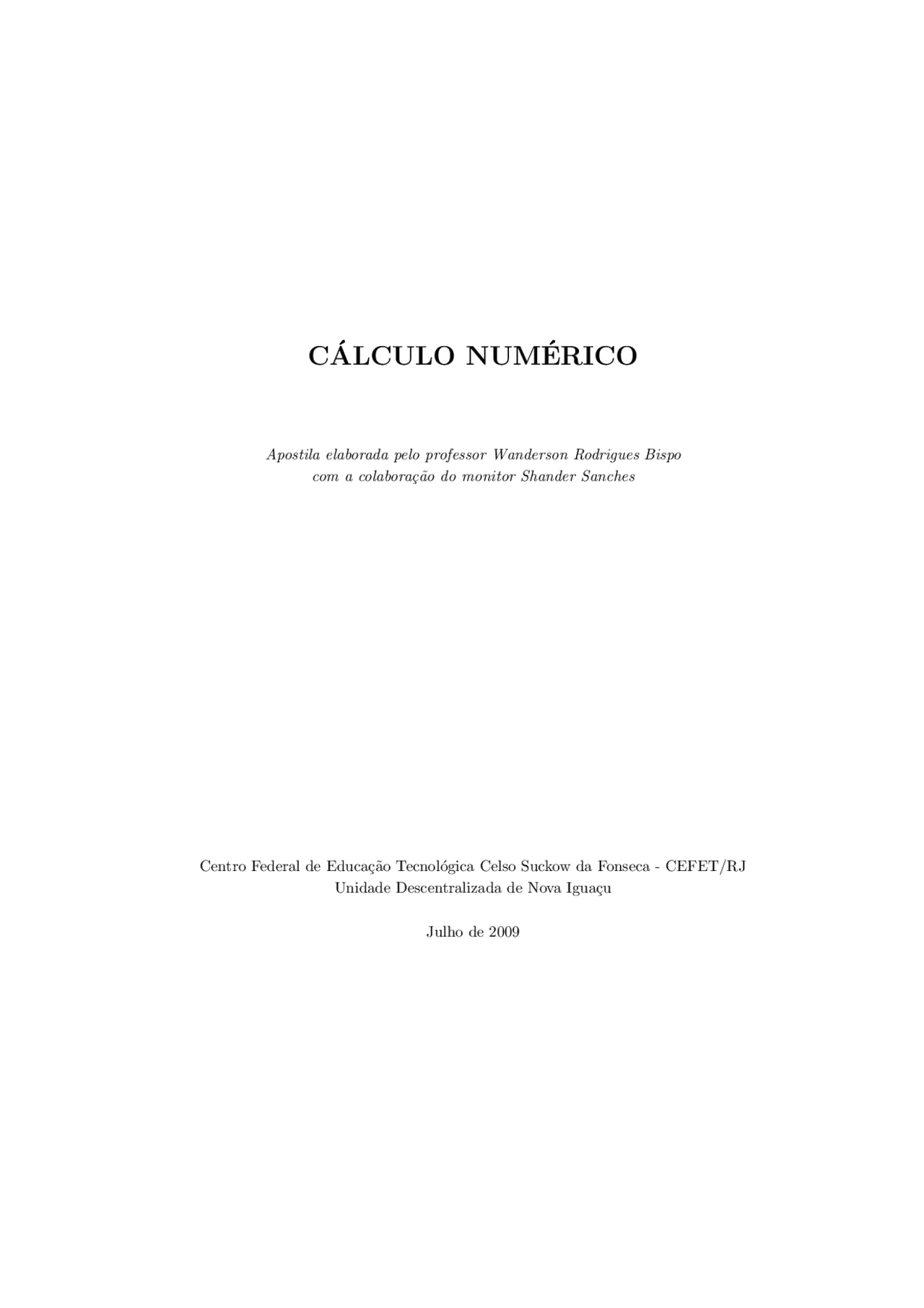 Apostila CÁlculo NumÉrico Docsity