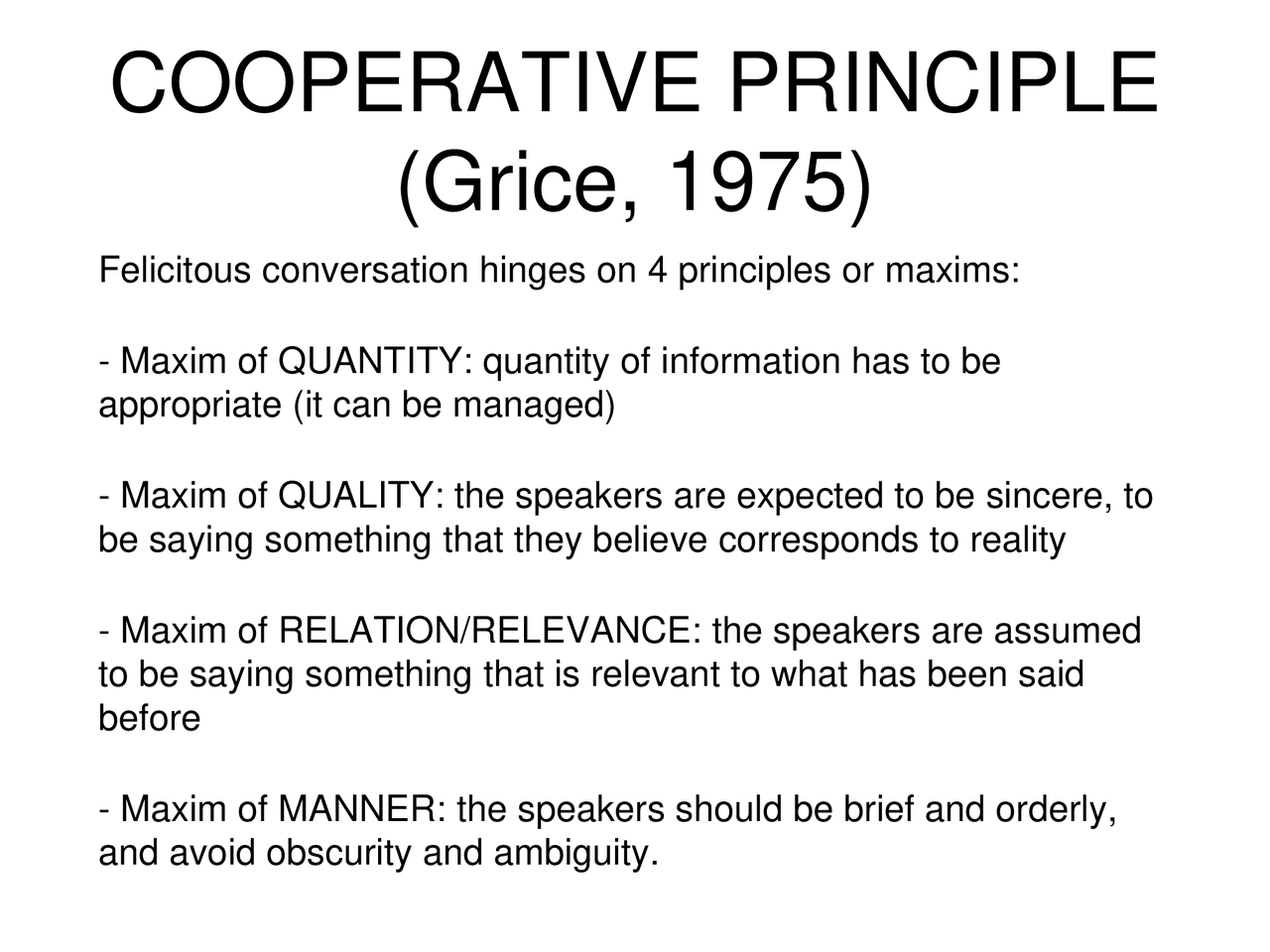 Pragmatics Cooperative Principle Docsity
