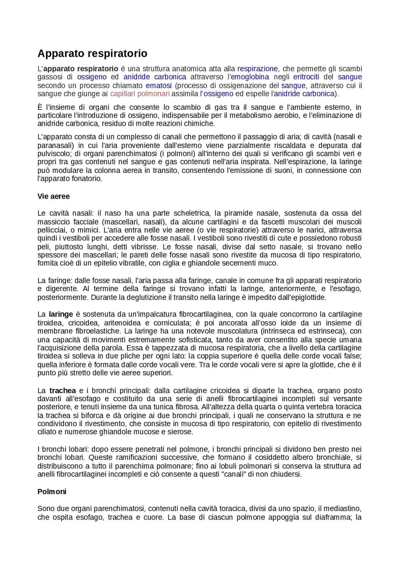 Lapparato Respiratorio Docsity