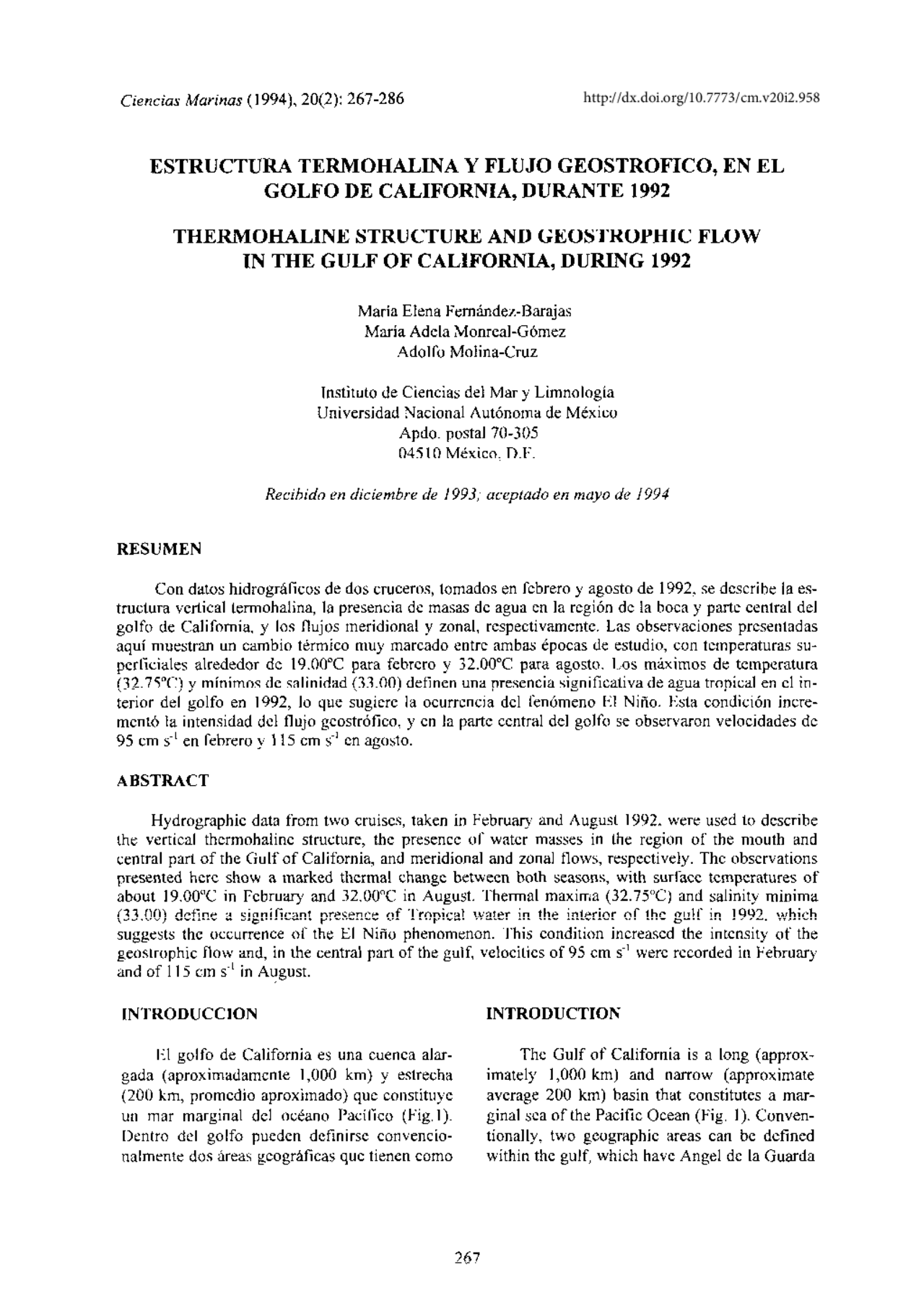 Estructura termohalina y flujo geostrofico en el golfo de california ...