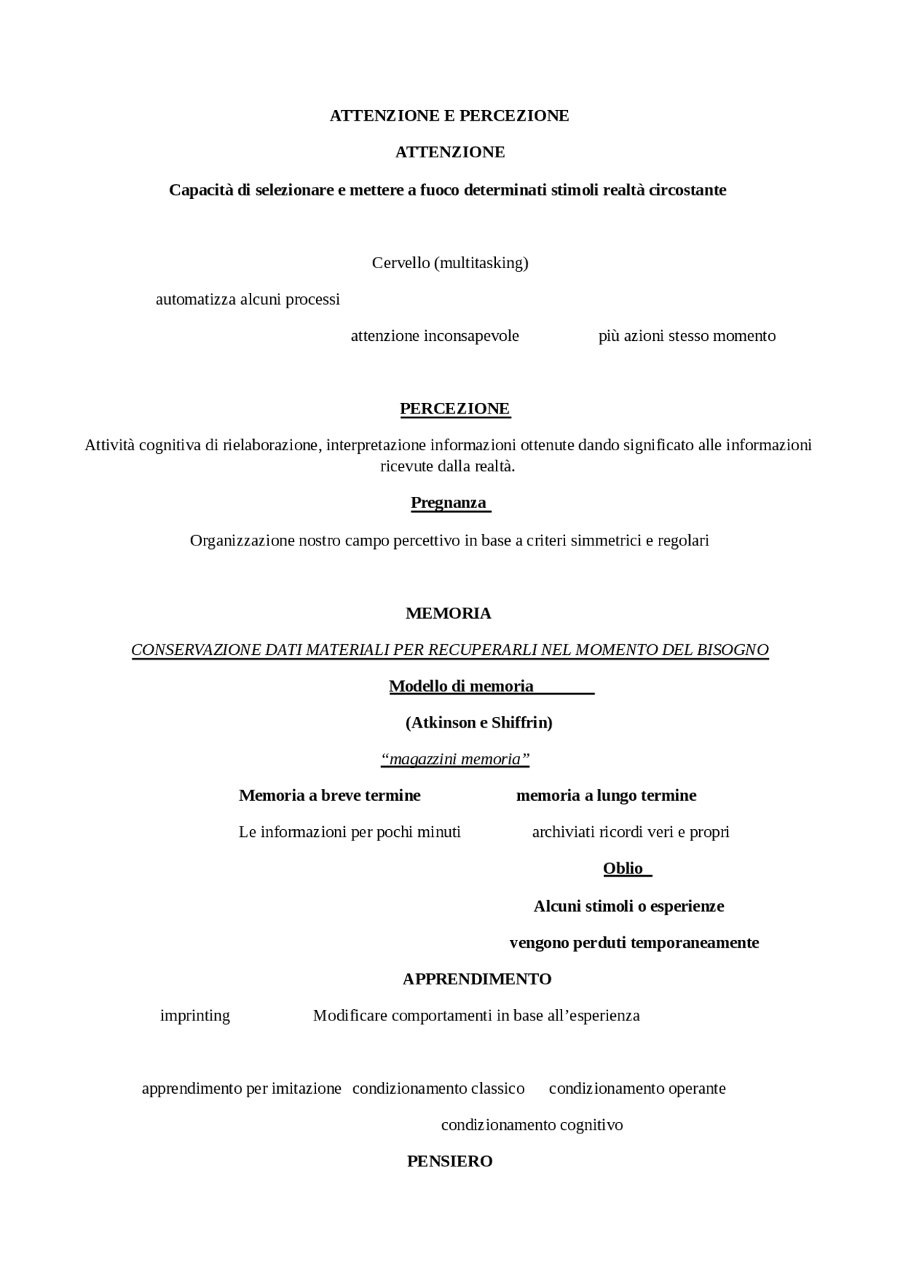 Attenzione E Percezione Docsity