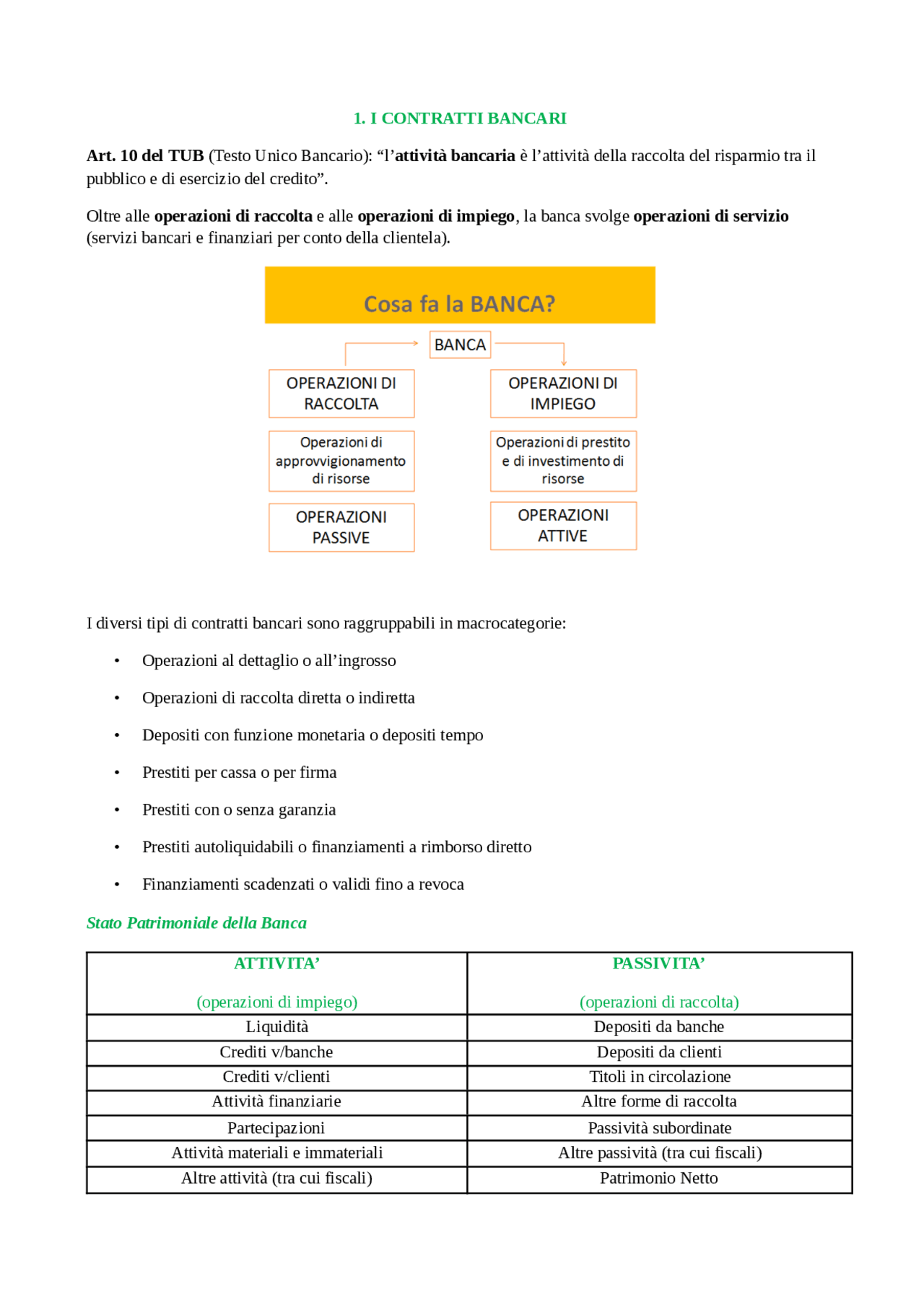 Le Operazioni Bancarie Docsity