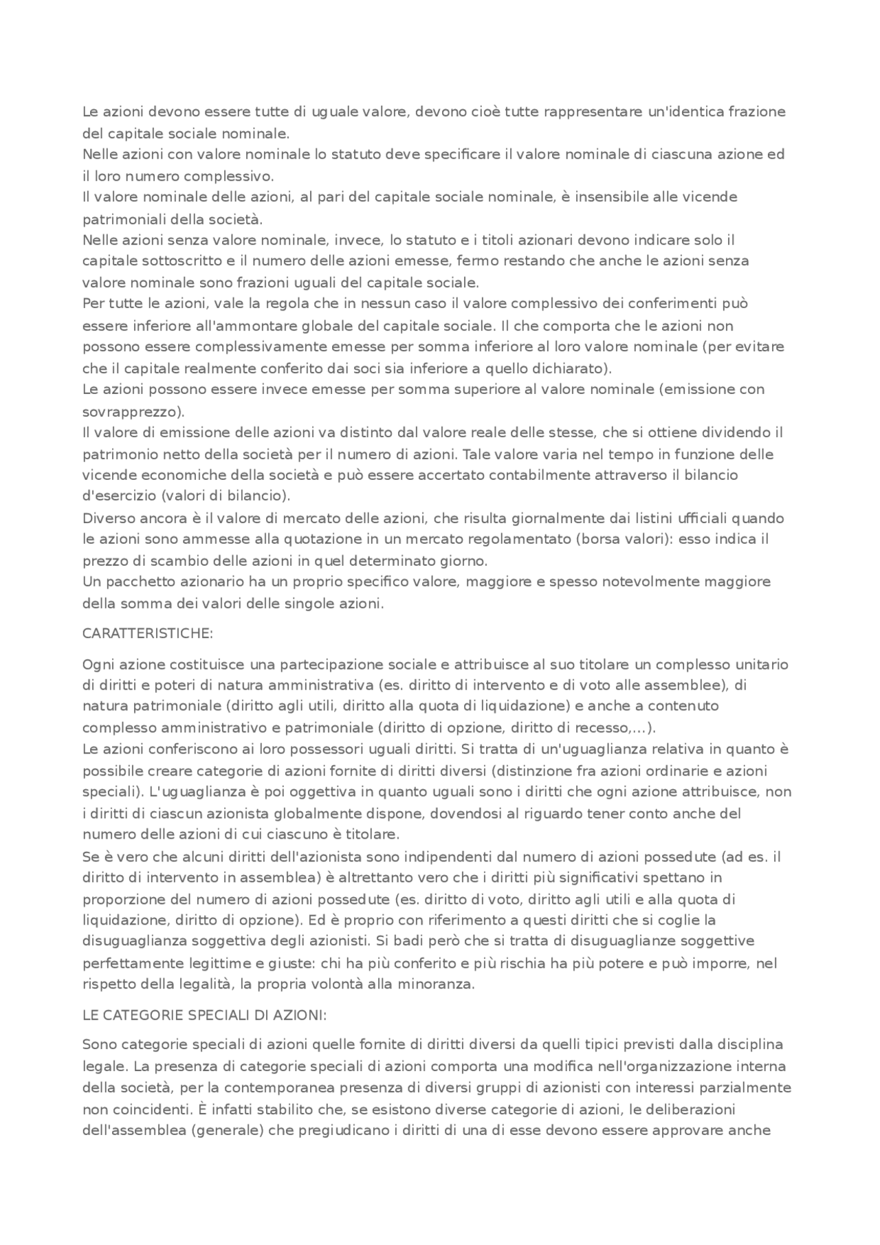 Le Azioni Delle Società Docsity