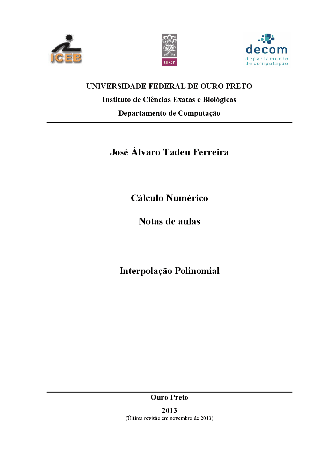Interpolacao Calculo Numerico Docsity
