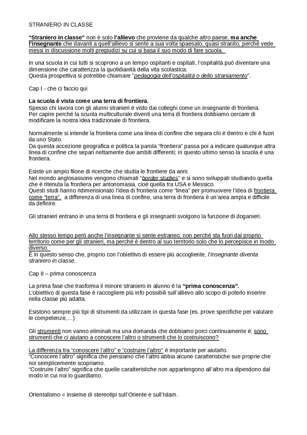 Lo Straniero In Classe Docsity